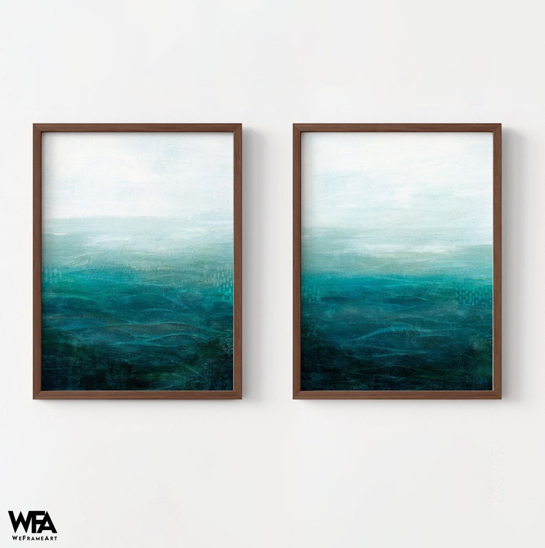 Framed Abstract Ocean Prints Set of 2 Beach Extra Large Wall - Etsy