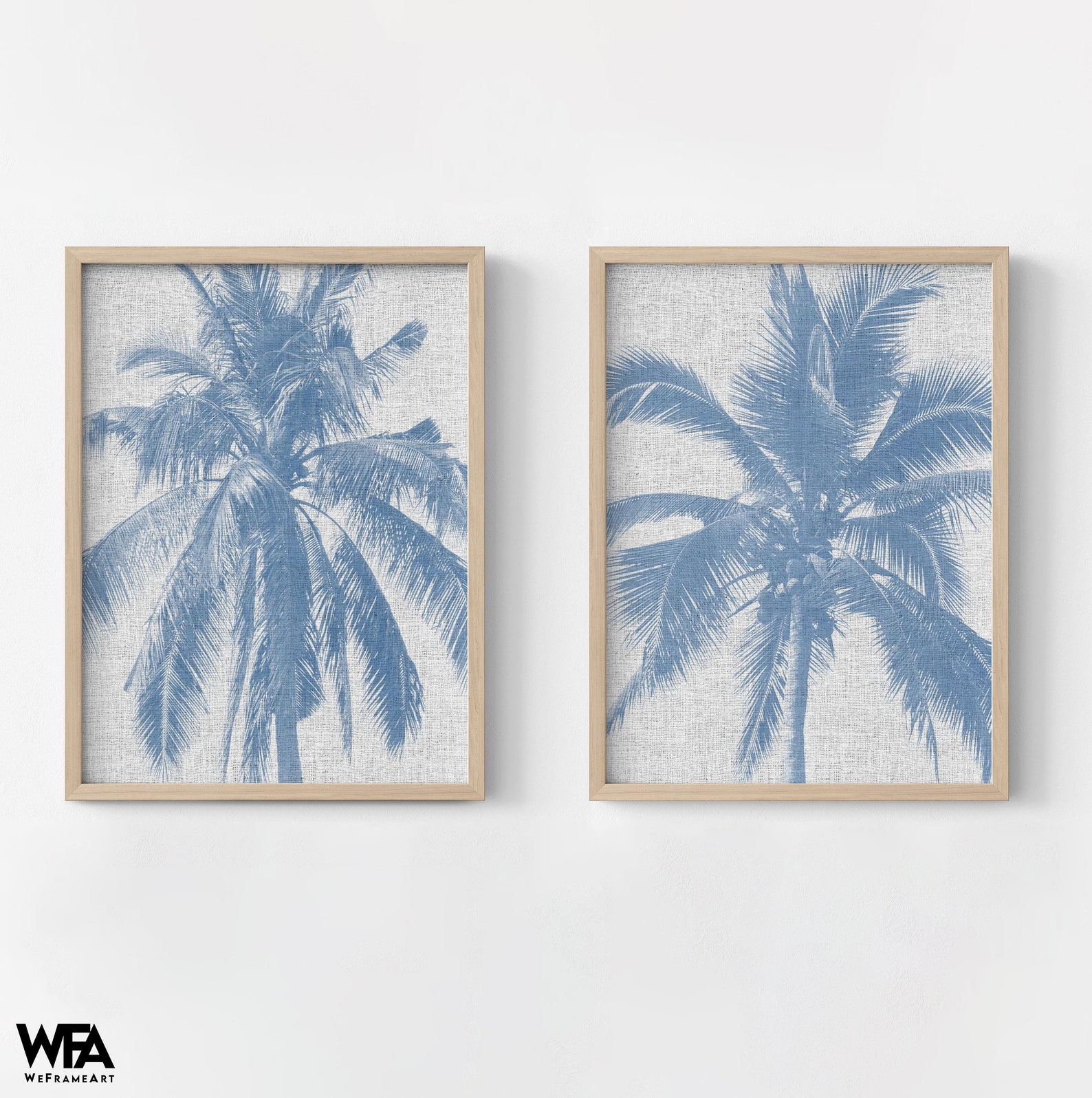 Blue Palm Tree Prints Set of 2 Blue Plants Prints Framed - Etsy