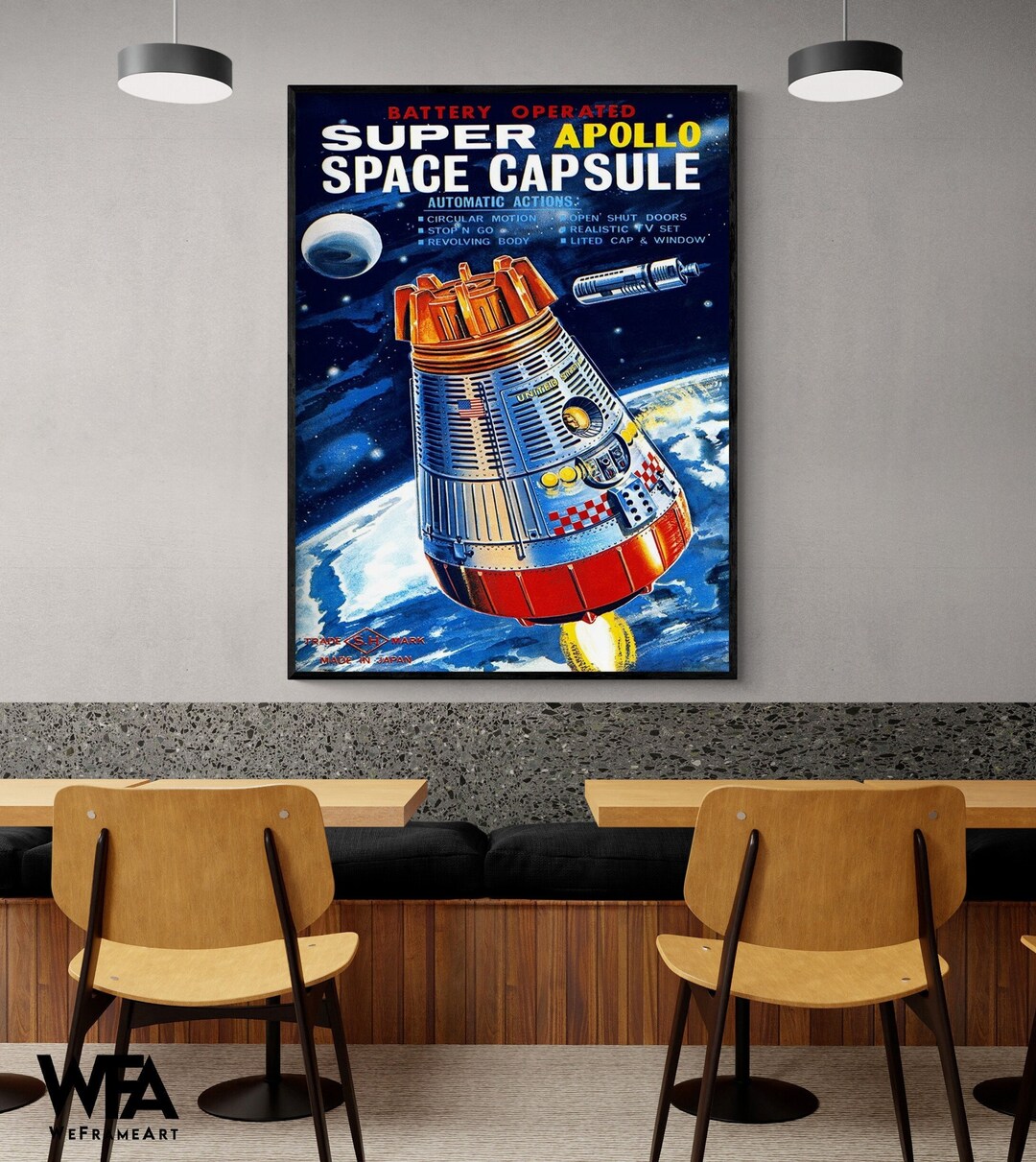 Battery Operated Super Apollo Space Capsule by Retrorocket, Retro Toy Store Wall Art, Playroom ...