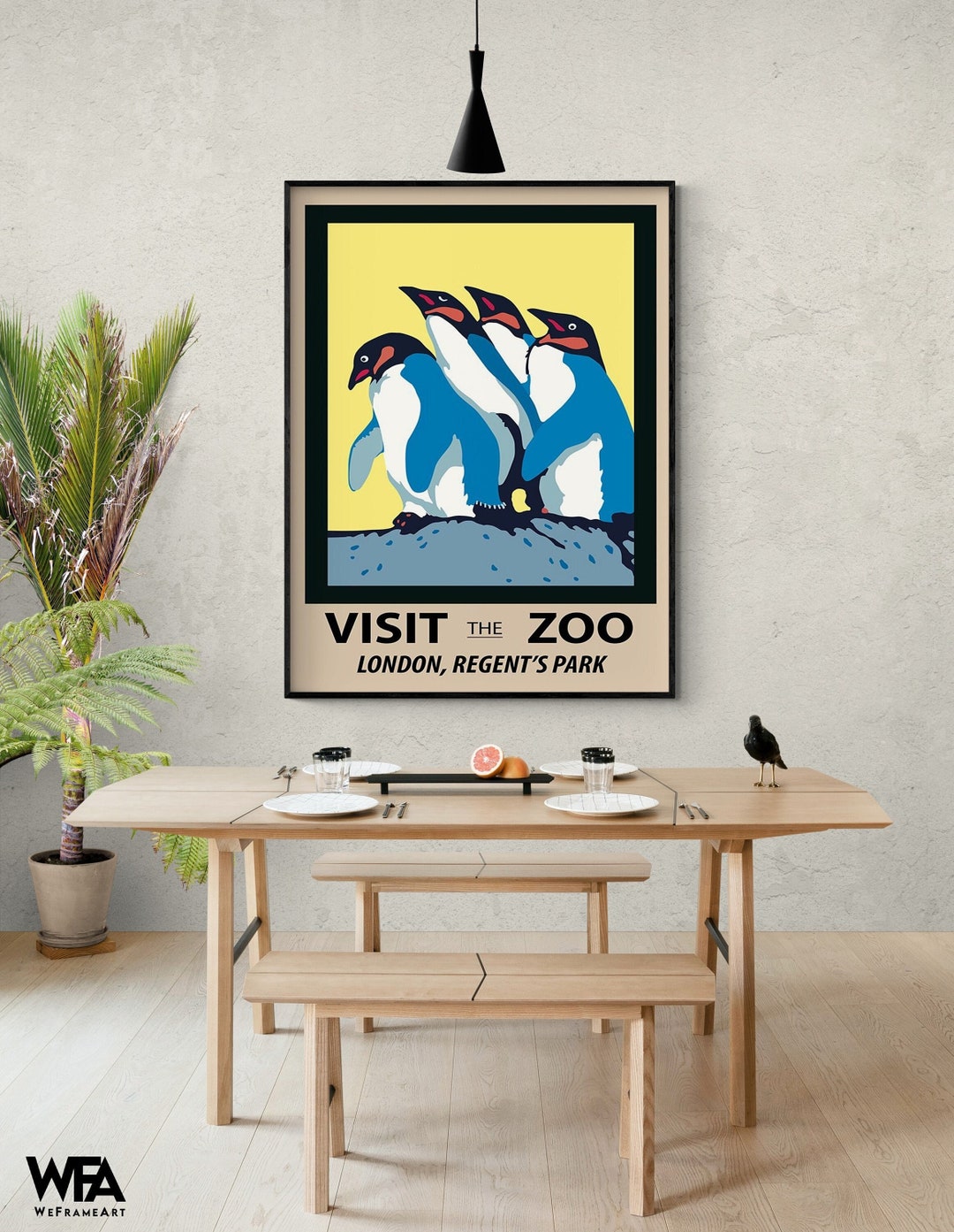 Penguins Zoo Poster, Cute Penguin Decor, Zoo Animal Artwork, Framed Zoo ...