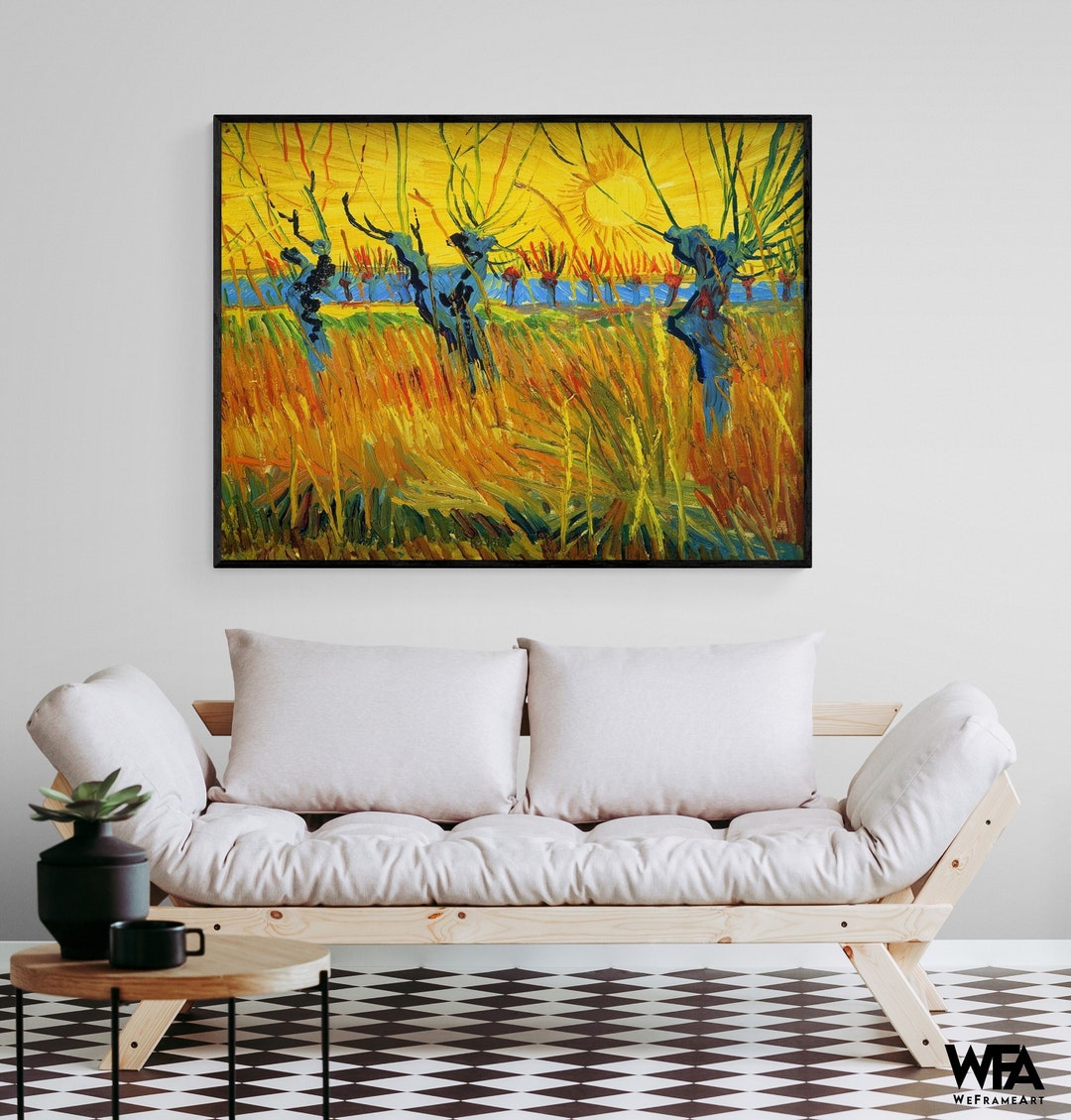 Willows at Sunset by Vincent Van Gogh, Sunset Art Print, Van Gogh Sunny ...