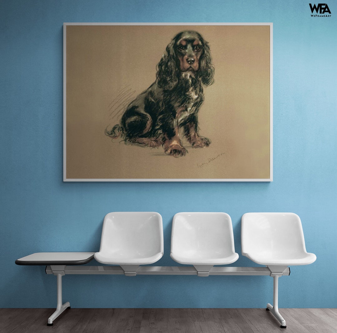 Cocker Spaniel Painting Print, Worker Cocker Spaniel Poster, Black ...