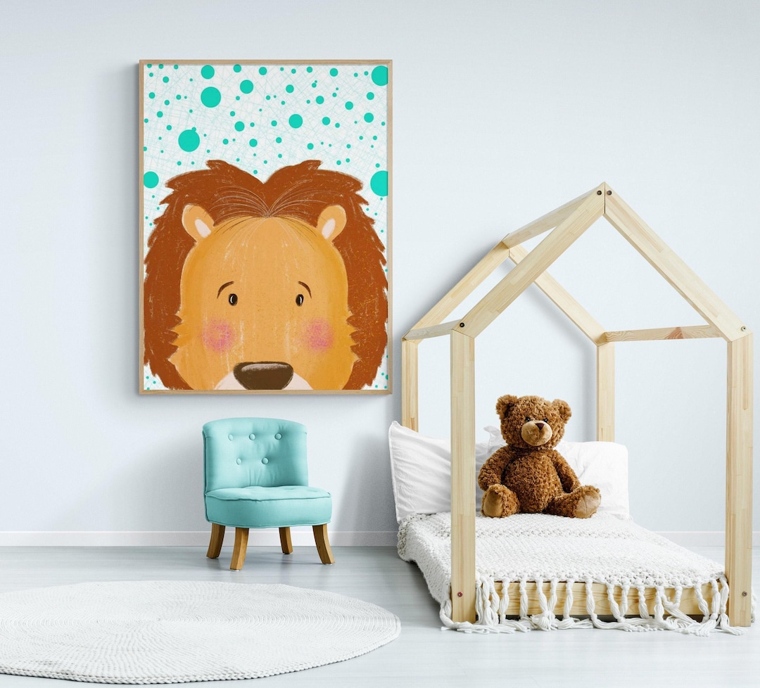 Lion Nursery Art Print, Peeky Boo Animal Poster - Etsy
