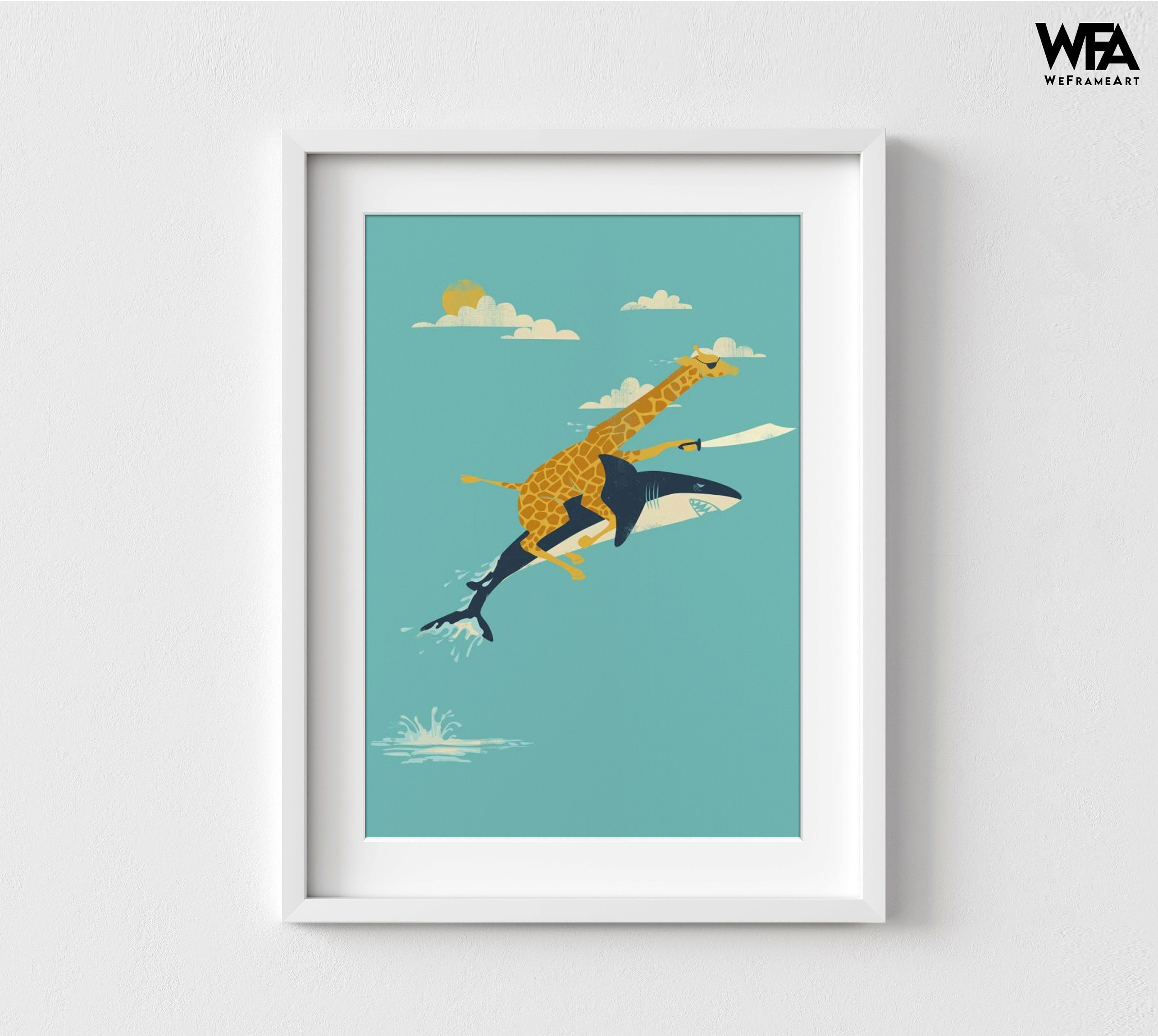 Giraffe Riding A Shark