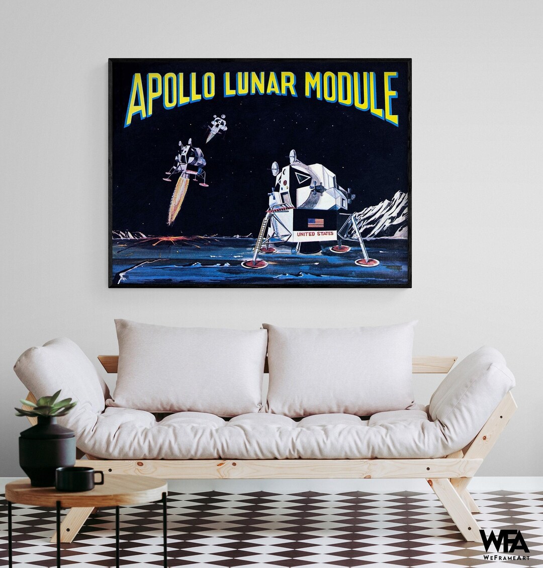 Vintage Apollo Moon Nasa Cool Poster Print, Lunar Retro Space Themed ...