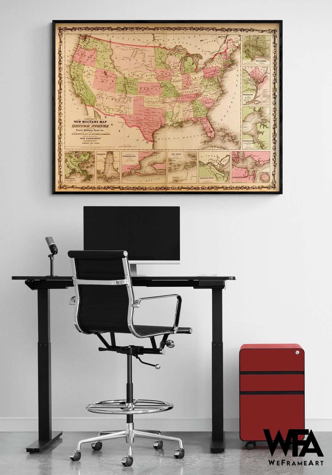 Military Map of the United States 1863, Military Poster Print, US ...