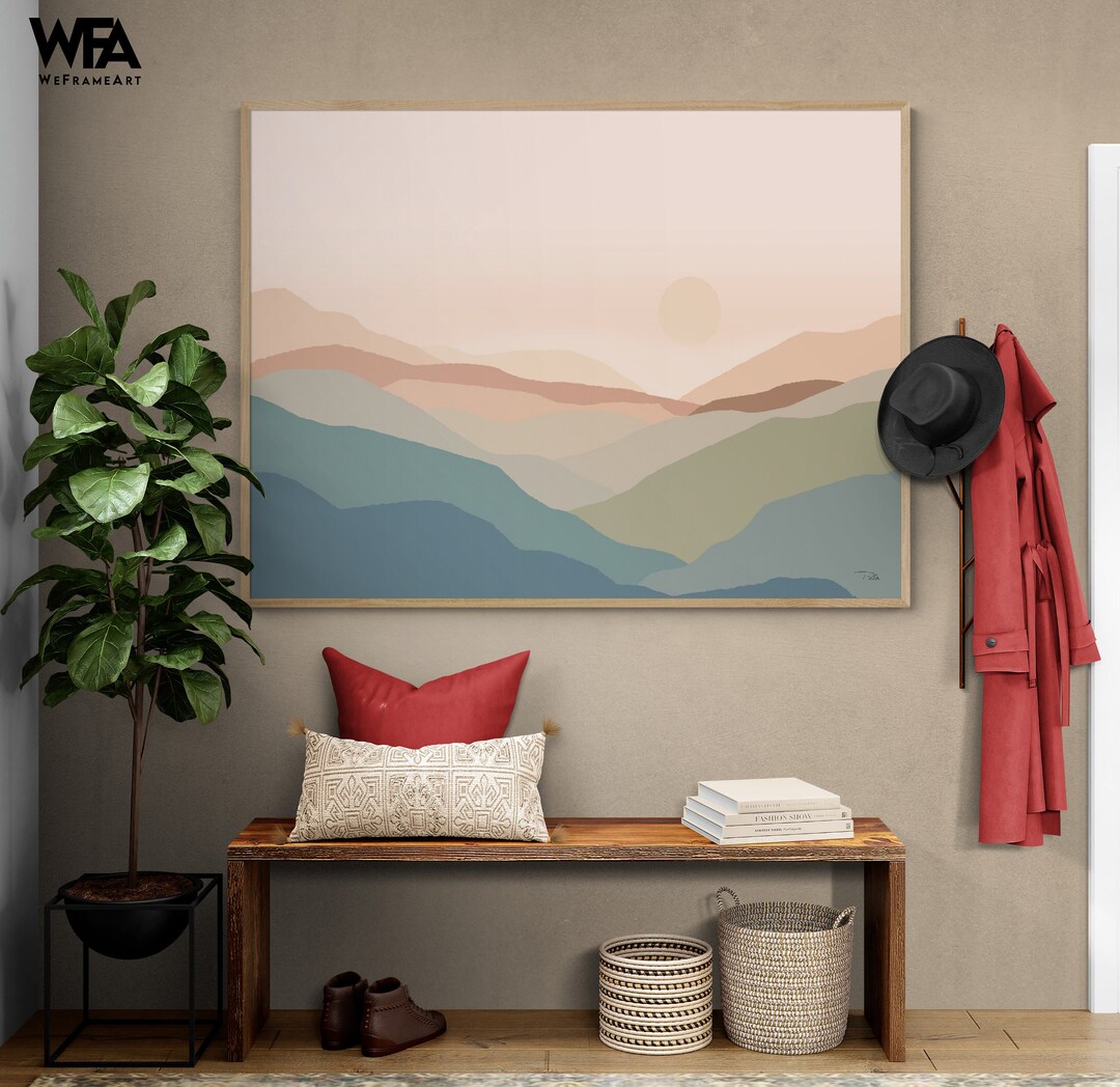 Sunrise Wall Art Print, Framed Landscape Wall Decor, Minimalist Nature ...