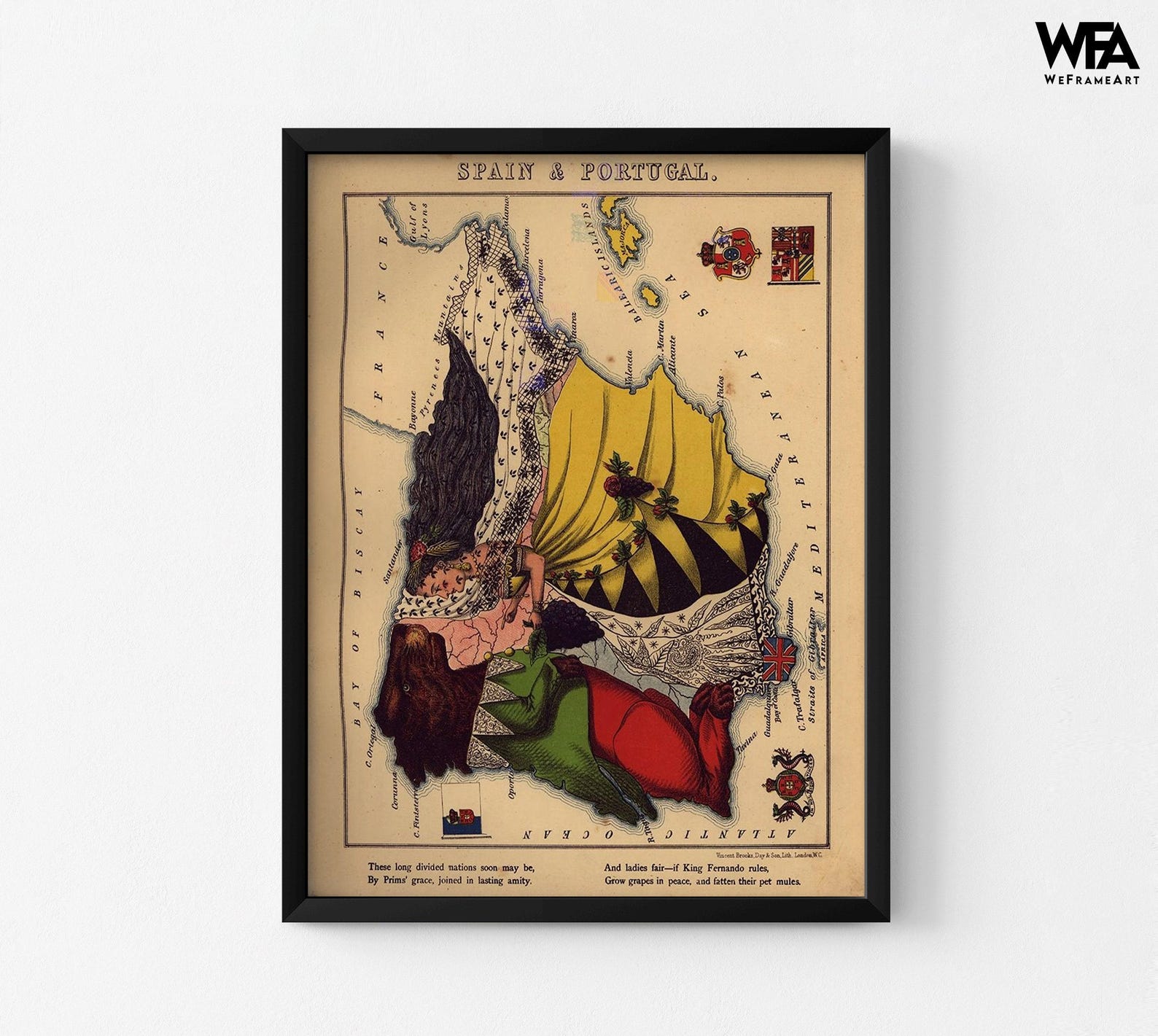 Anthropomorphic Map of Spain and Portugal, Classroom Decor - Etsy