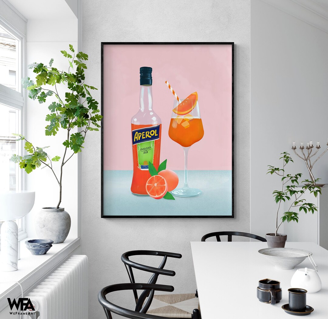 Spritz Veneziano Poster, Classic Aperol Spritz Cocktail Illustration ...