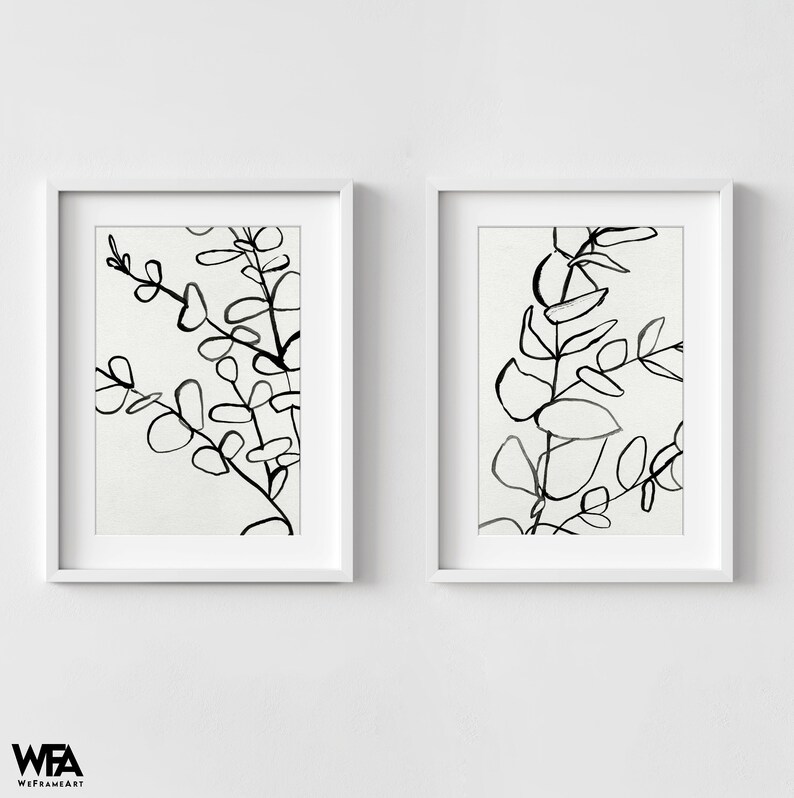 Framed Plants Drawings Prints Set of 2 Simple Line Art - Etsy
