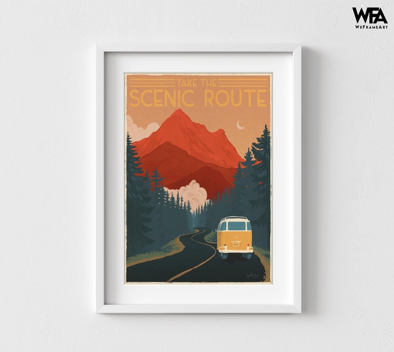 Retro Road Trip Poster Print Framed Roadtrip Poster Prints | Etsy