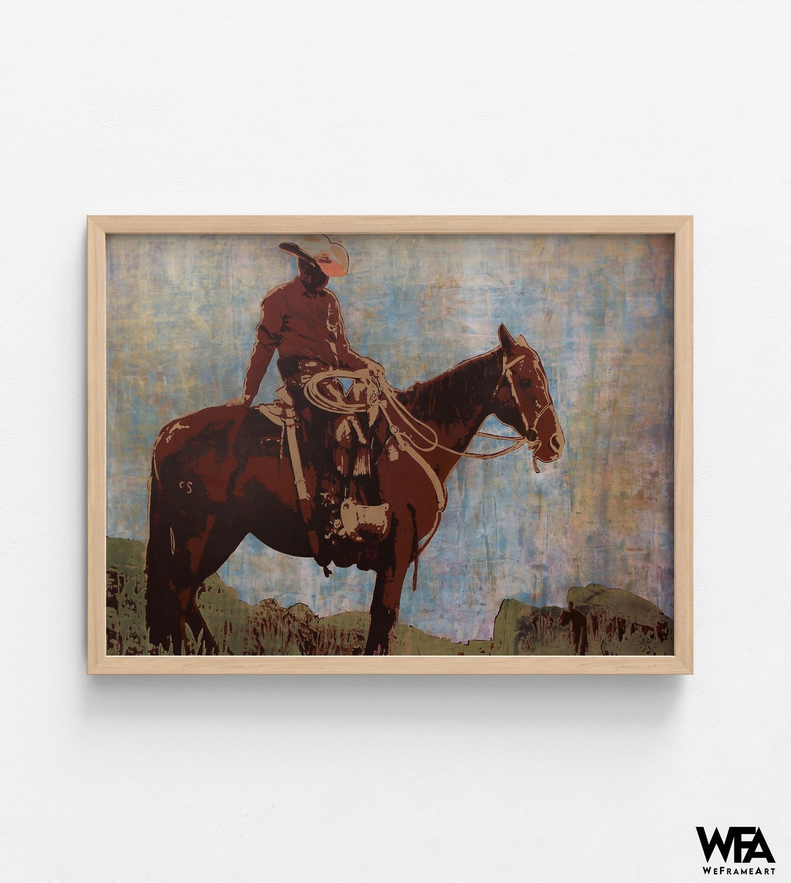 Cowboy Painting Print Framed Western Art Western Wall Art - Etsy