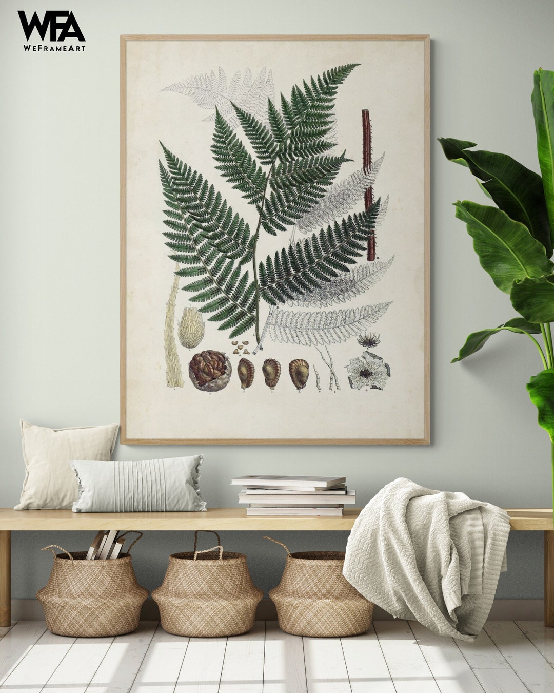Fern Leaves Print, Botanical Wall Decor, Leaves Wall Art, Framed ...