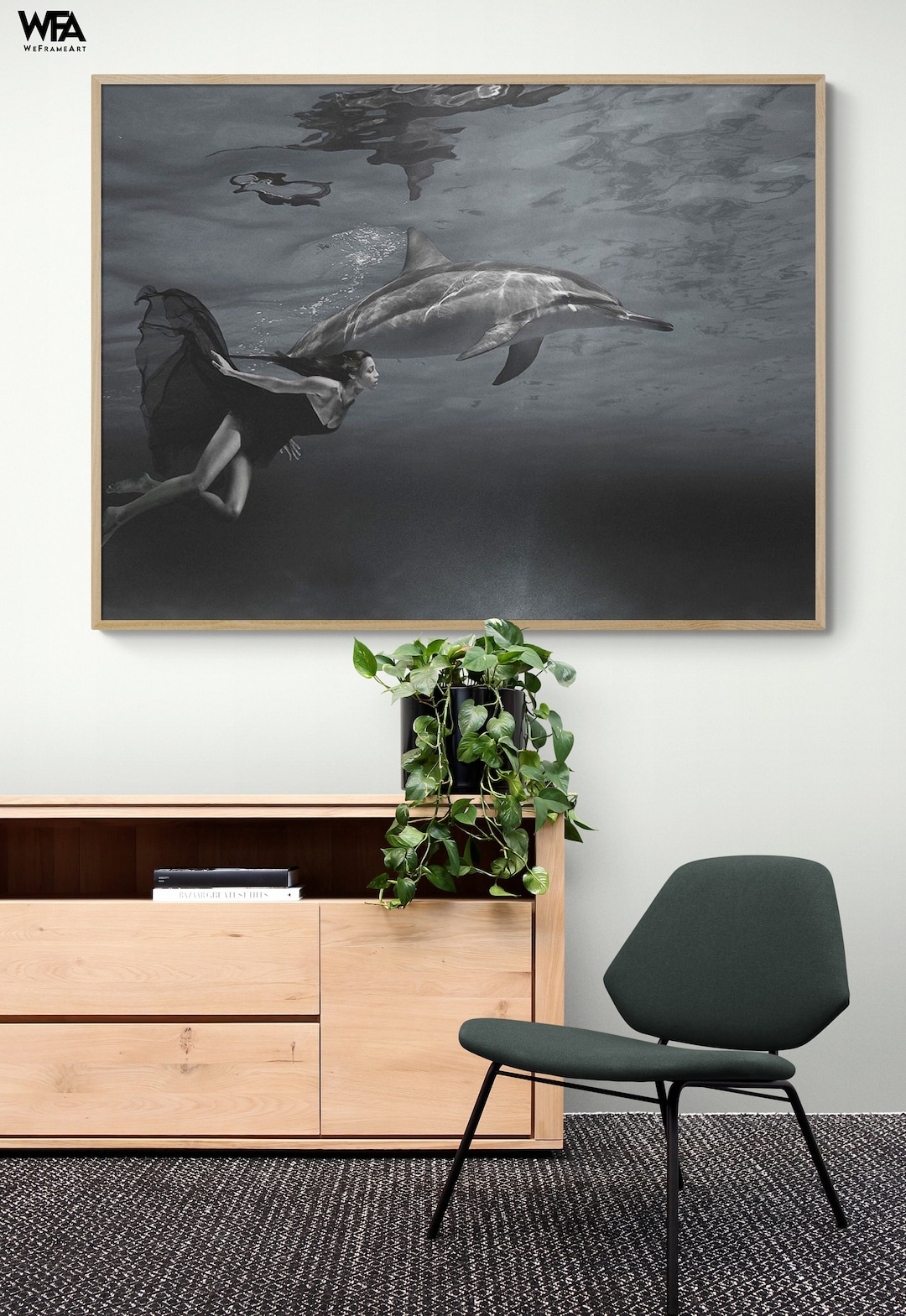 Dolphin Photography Black and White Decor, Ocean Dolphin Picture Print ...
