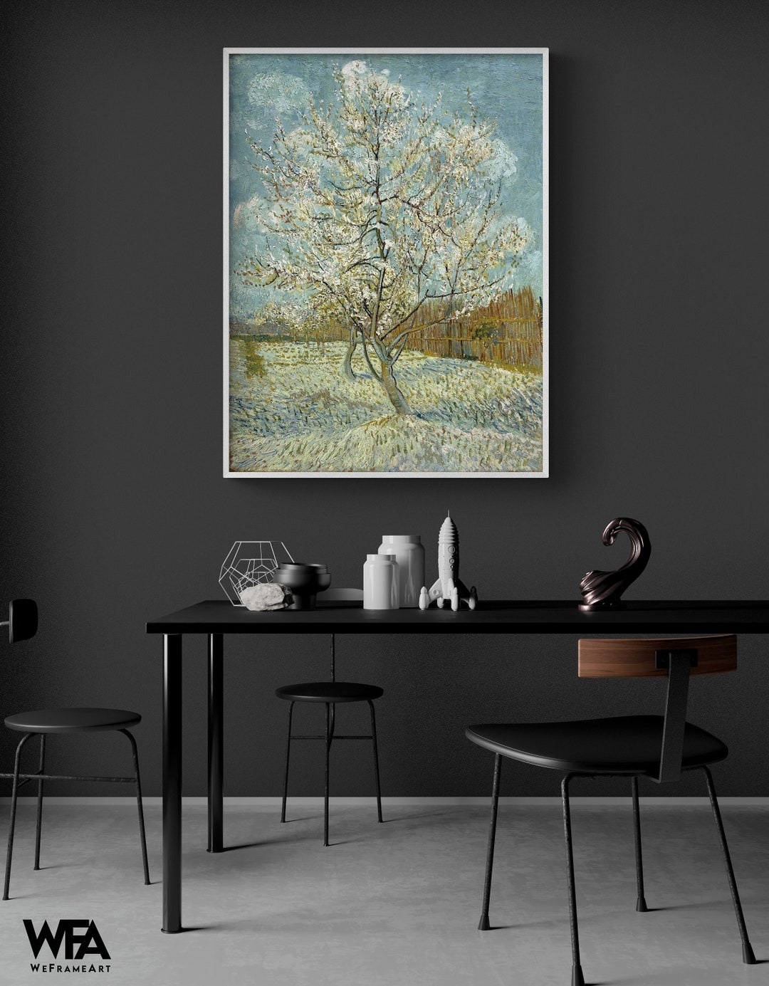 The Pink Peach Tree by Vincent Van Gogh, White Tree Print, Pink Peach ...