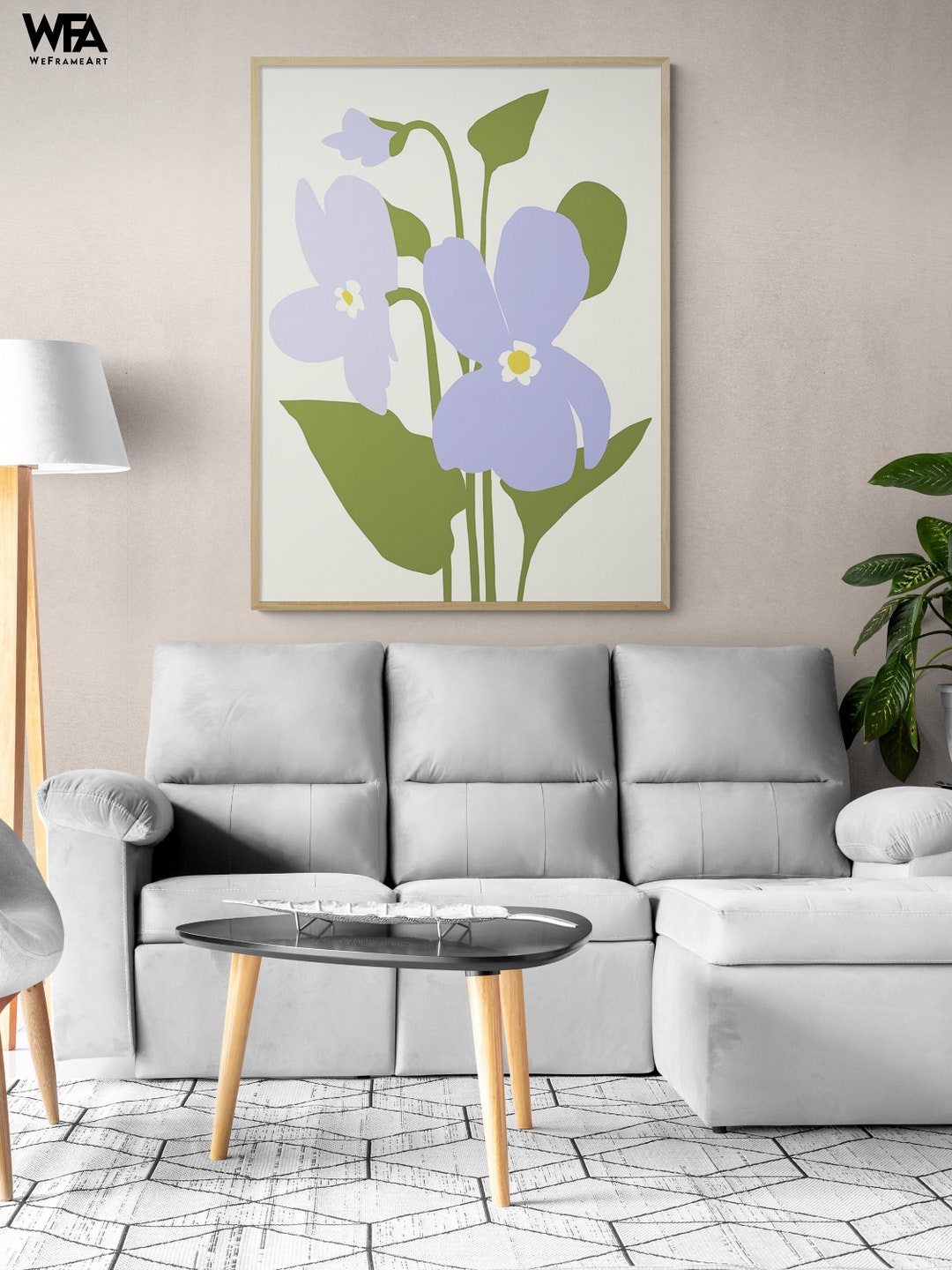 Violets Wall Art Print, Floral Painting Print, Framed Botanical ...