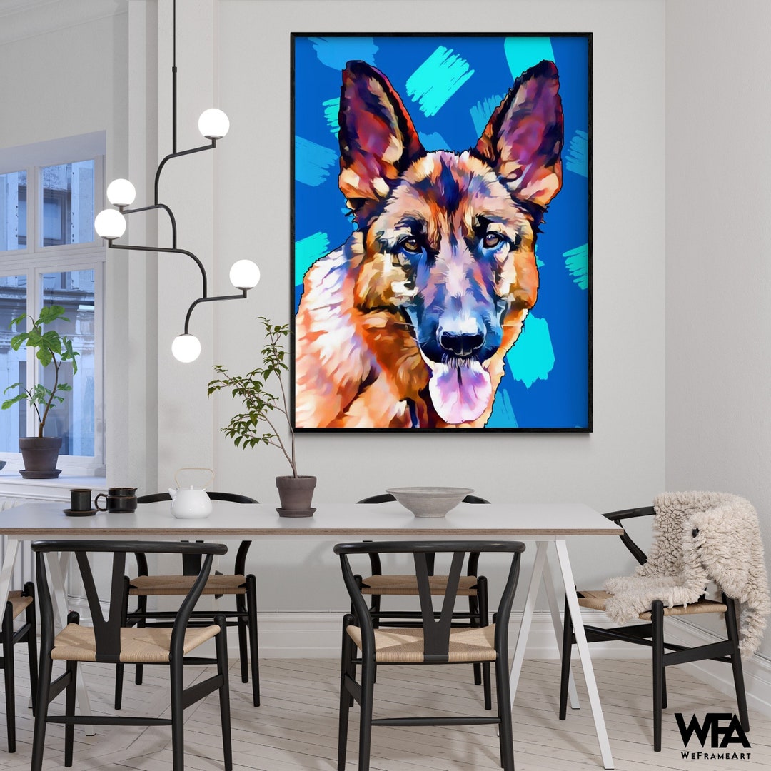 German Shepherd Portrait Painting Poster Print, Old German Shepherd Pop ...