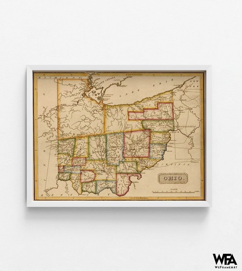 Ohio 1817 Large Ohio Map Antique Ohio Gift Map Rustic USA - Etsy