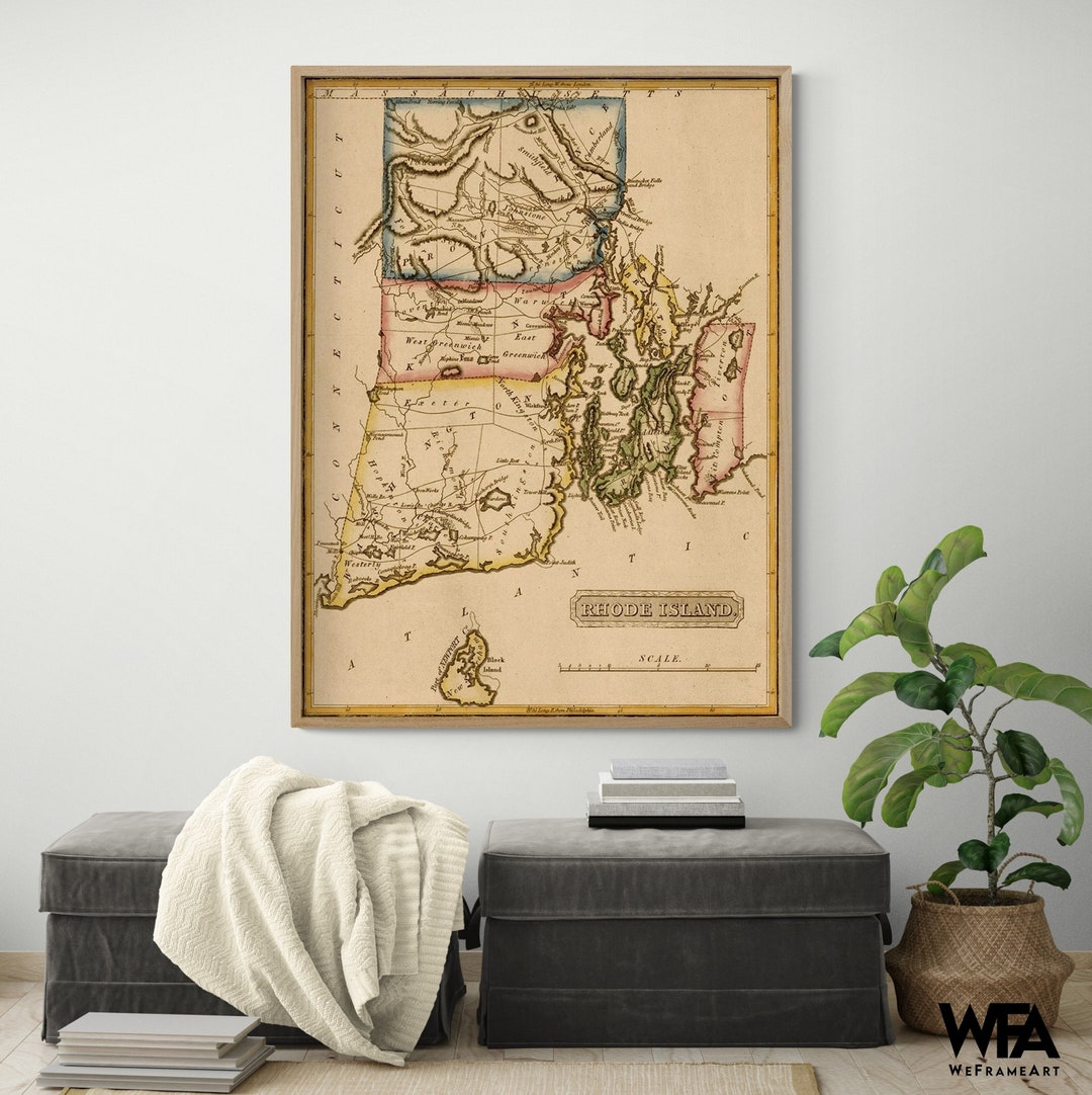 Rhode Island 1817 by Vintage Maps, Vintage RI Poster, Antique United ...
