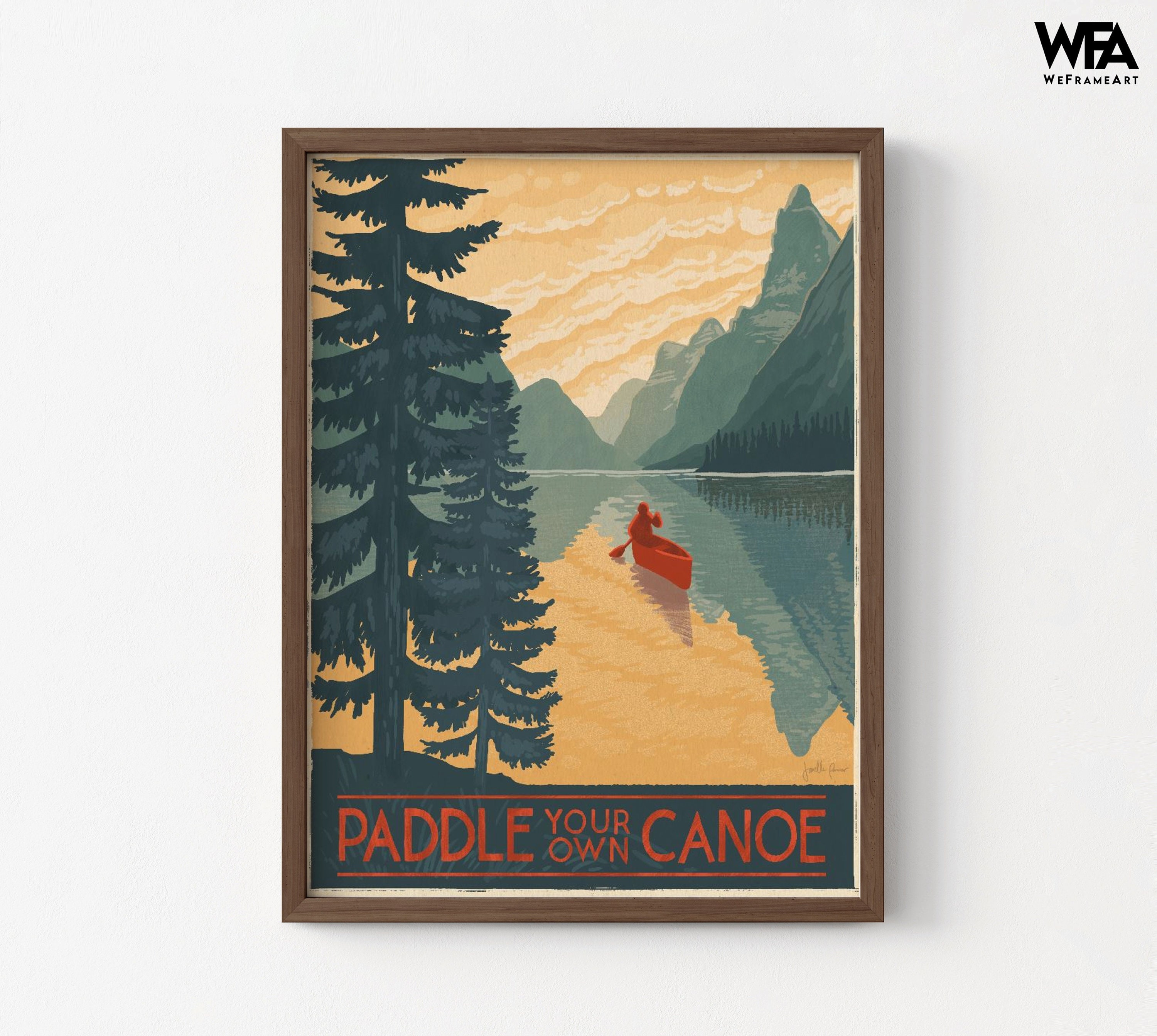 Canoe Art Poster Print Framed Paddling Poster Print Canoe - Etsy UK