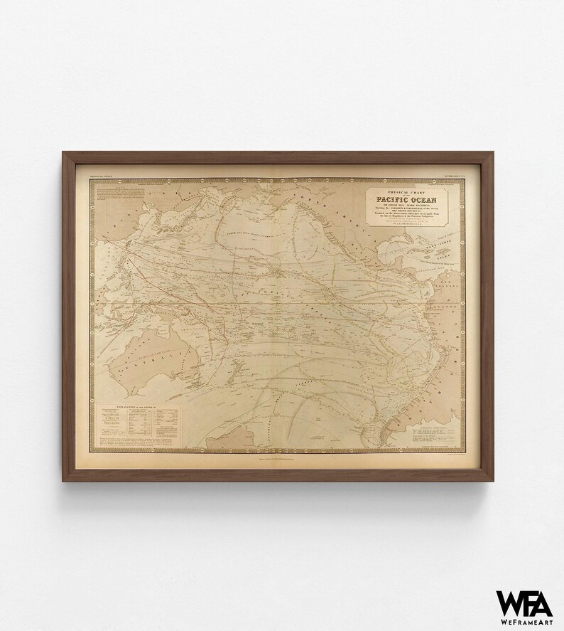 Antique Pacific Ocean Chart Print, Vintage Map Art - Etsy
