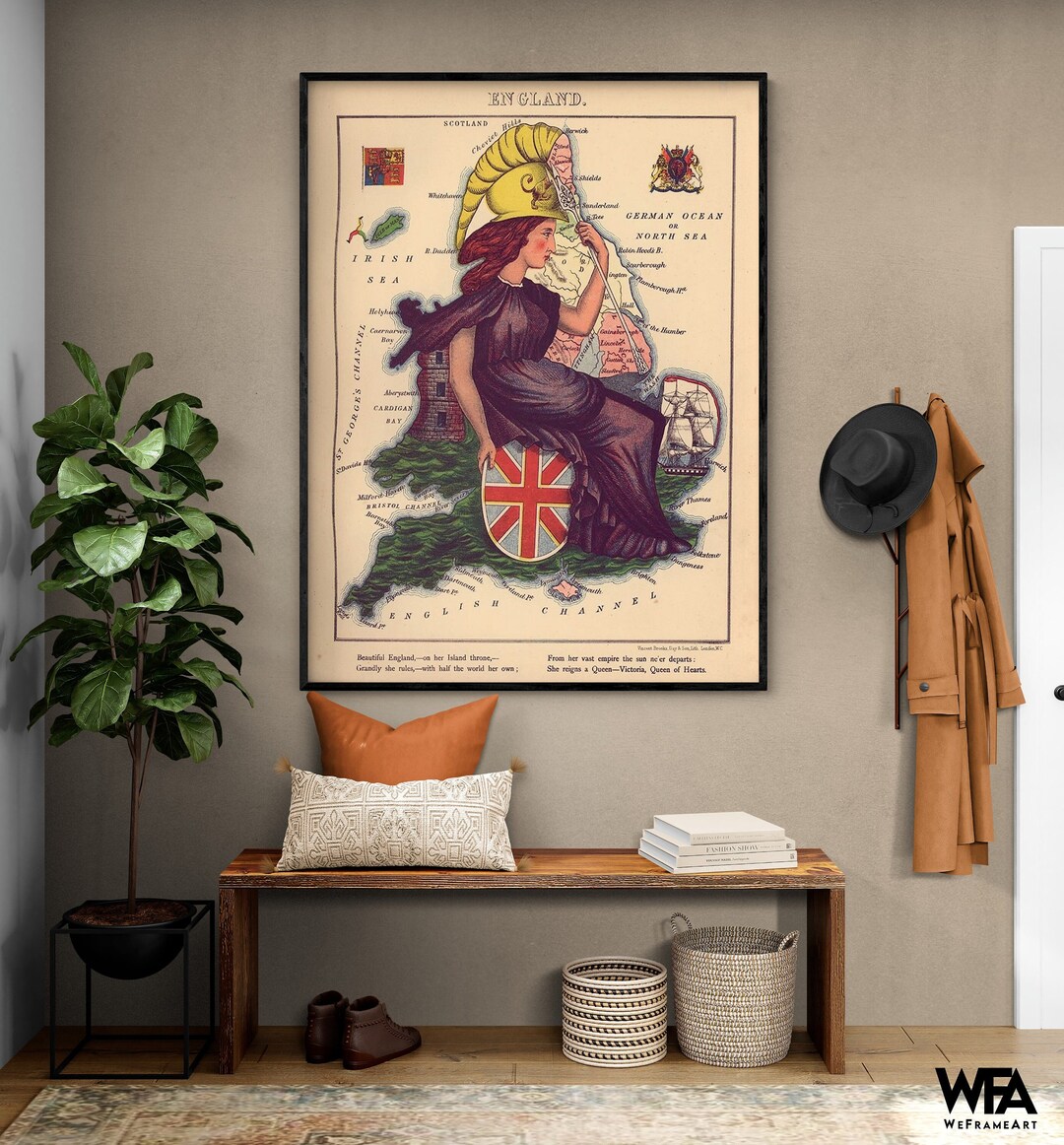 Anthropomorphic Map of England, England Poster Print, Caricature Map ...