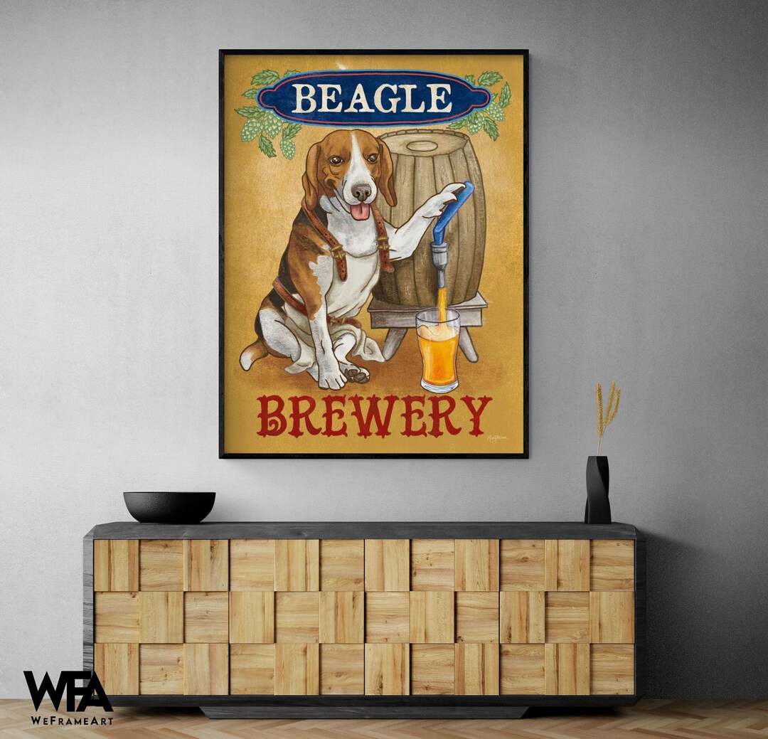 Beer Beagle Poster Print, Bar Wall Decor Art - Etsy