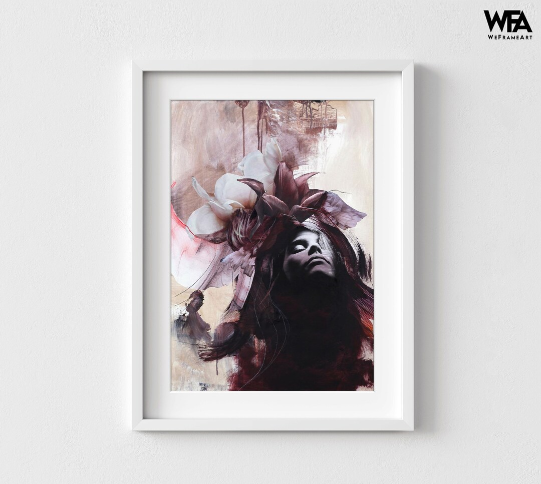 Modern Feminine Wall Decor, Framed Female Portrait Art Print, Woman ...