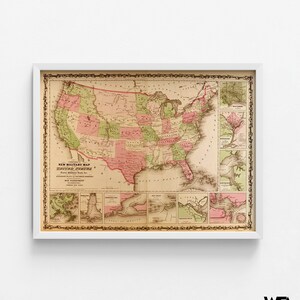 Military Map of the United States 1863, Military Poster Print, US ...