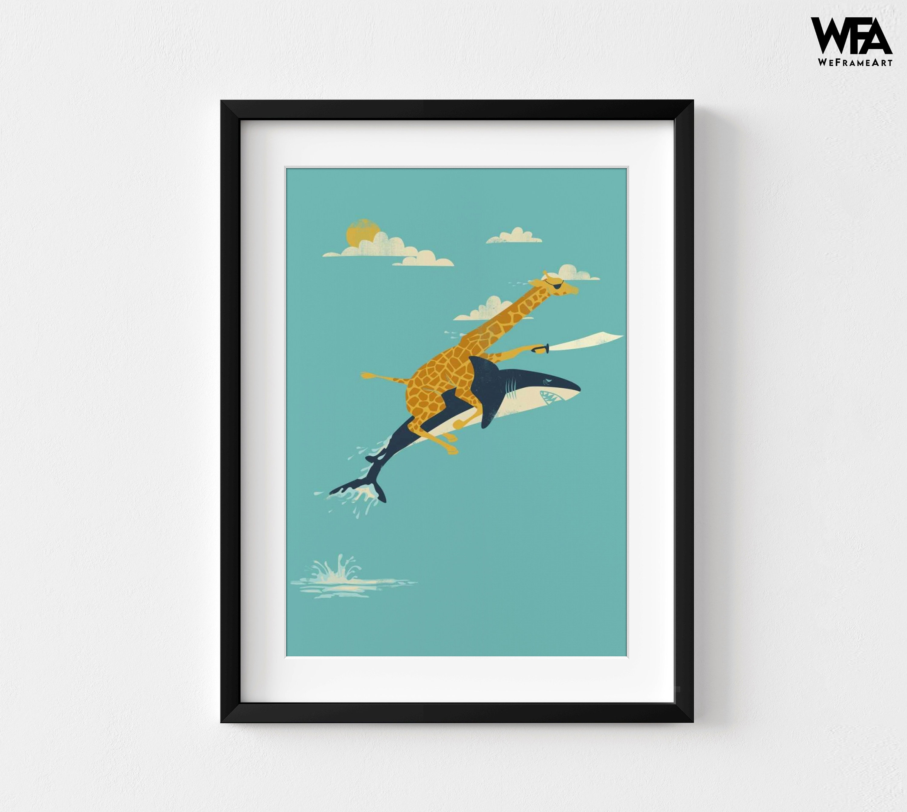 Giraffe Riding A Shark
