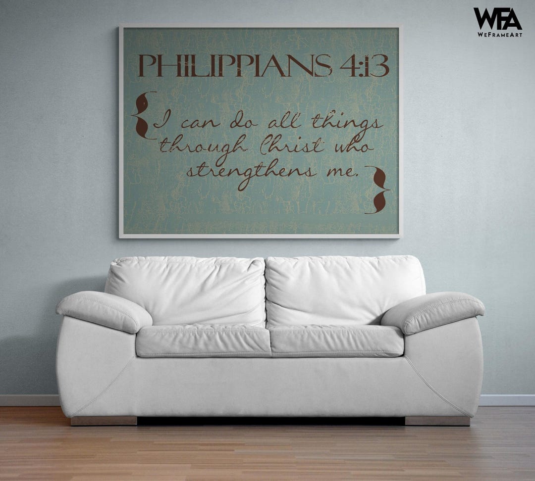 Philippians 4:13 Bible Verse Framed Art Print, Christian Wall Decor - Etsy