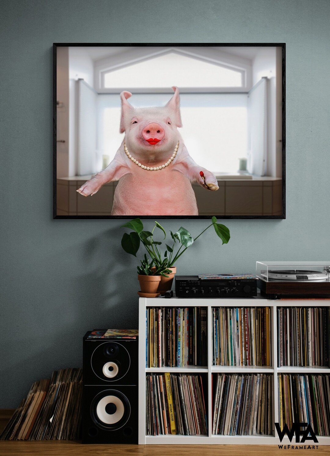 Funny Pig Wall Art, Cute Pig Artwork, Farmhouse Living Room Decor ...