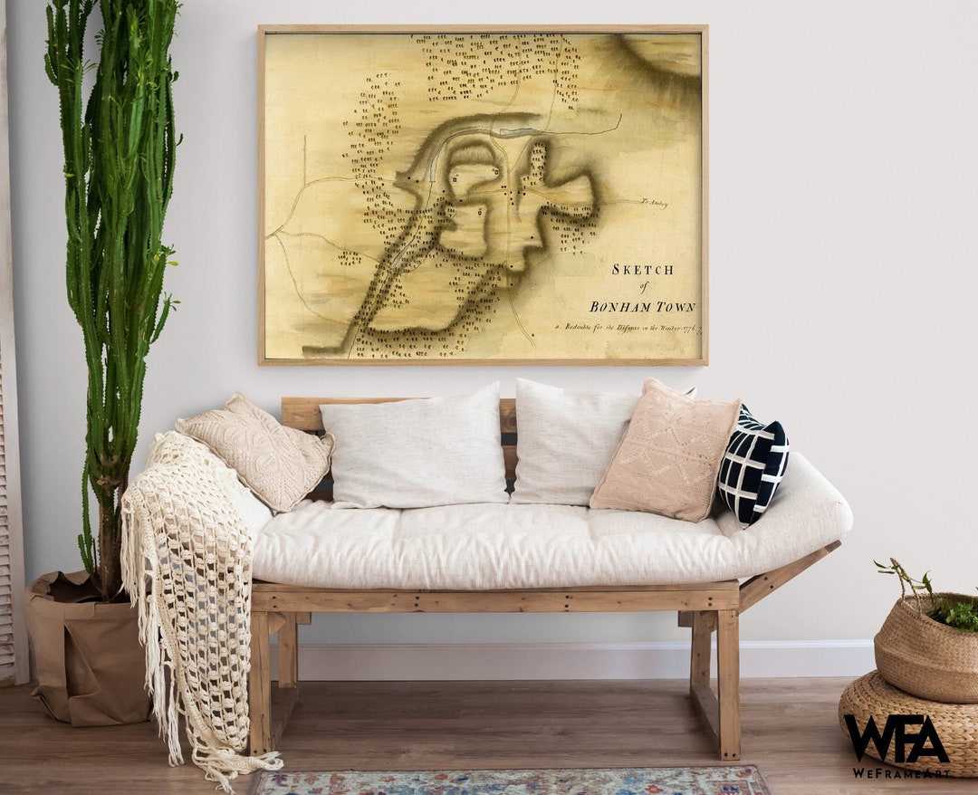 Bonham Town New Jersey 1777, Bonham Map Decor, Antique New Jersey ...