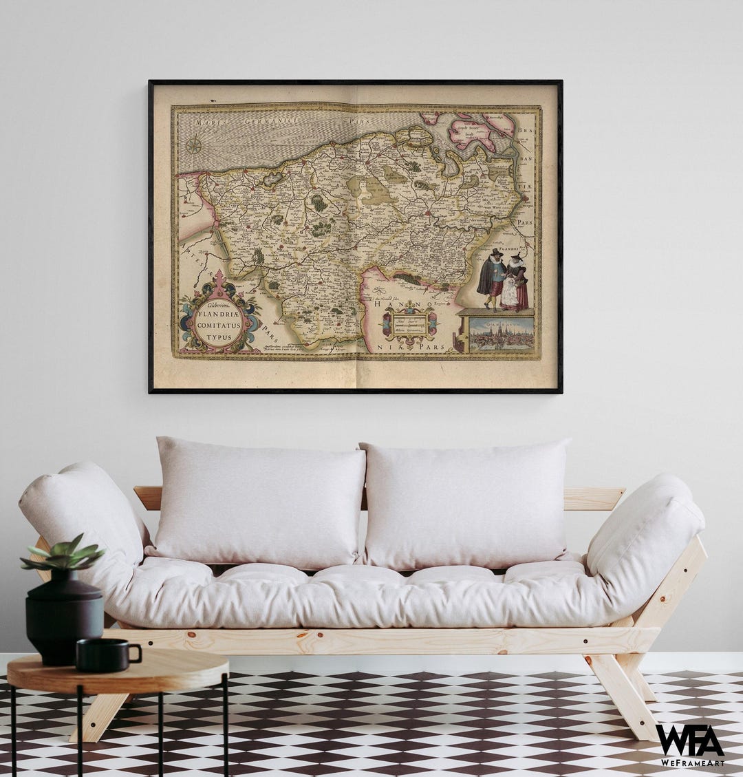 Flanders Belgium Map, Belgium Map Poster Print, Vintage Flanders Map ...