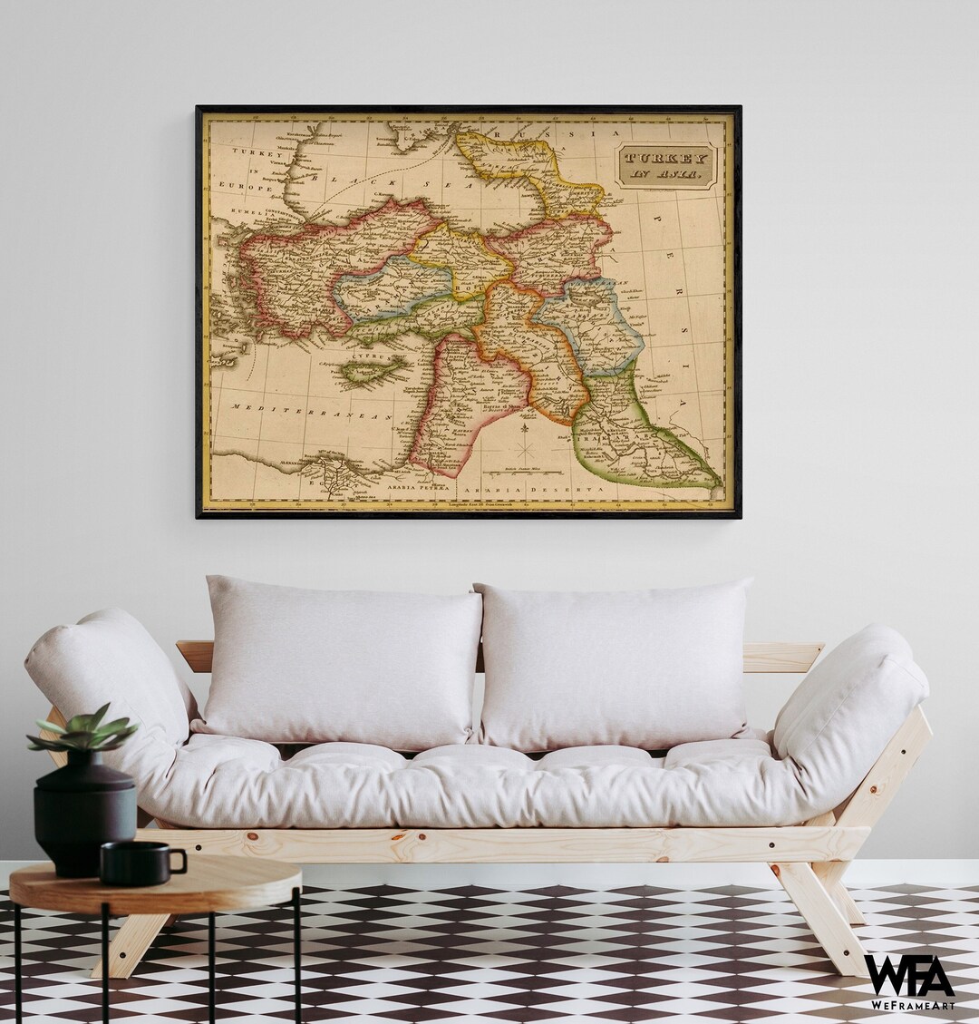 Turkey in Asia Middle East 1817, Antique Map of Asia, Turkey Poster ...