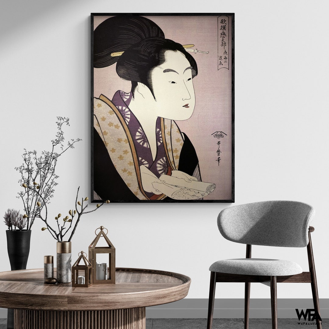 Portrait of a Woman by Kitagawa Utamaro, Asian Features Potrait Print ...