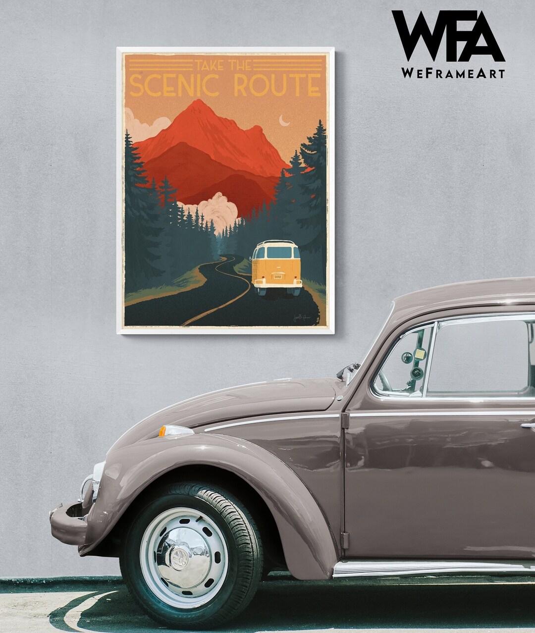 Retro Road Trip Poster Print, Framed Roadtrip Poster Prints, Vintage ...