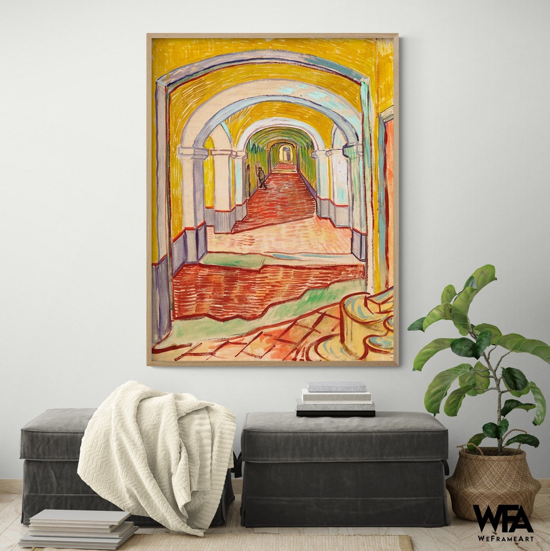 Corridor in the Asylum by Vincent Van Gogh, Hallway Wall Art, Colorful ...