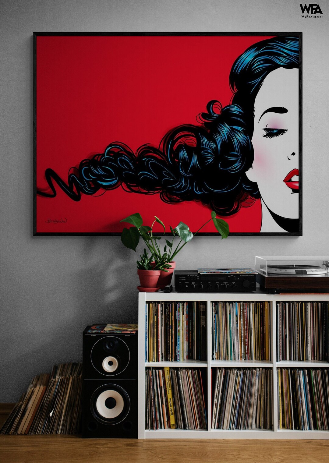 Black Curls Poster Print, Framed Pretty Woman Wall Art, Vibrant Female ...