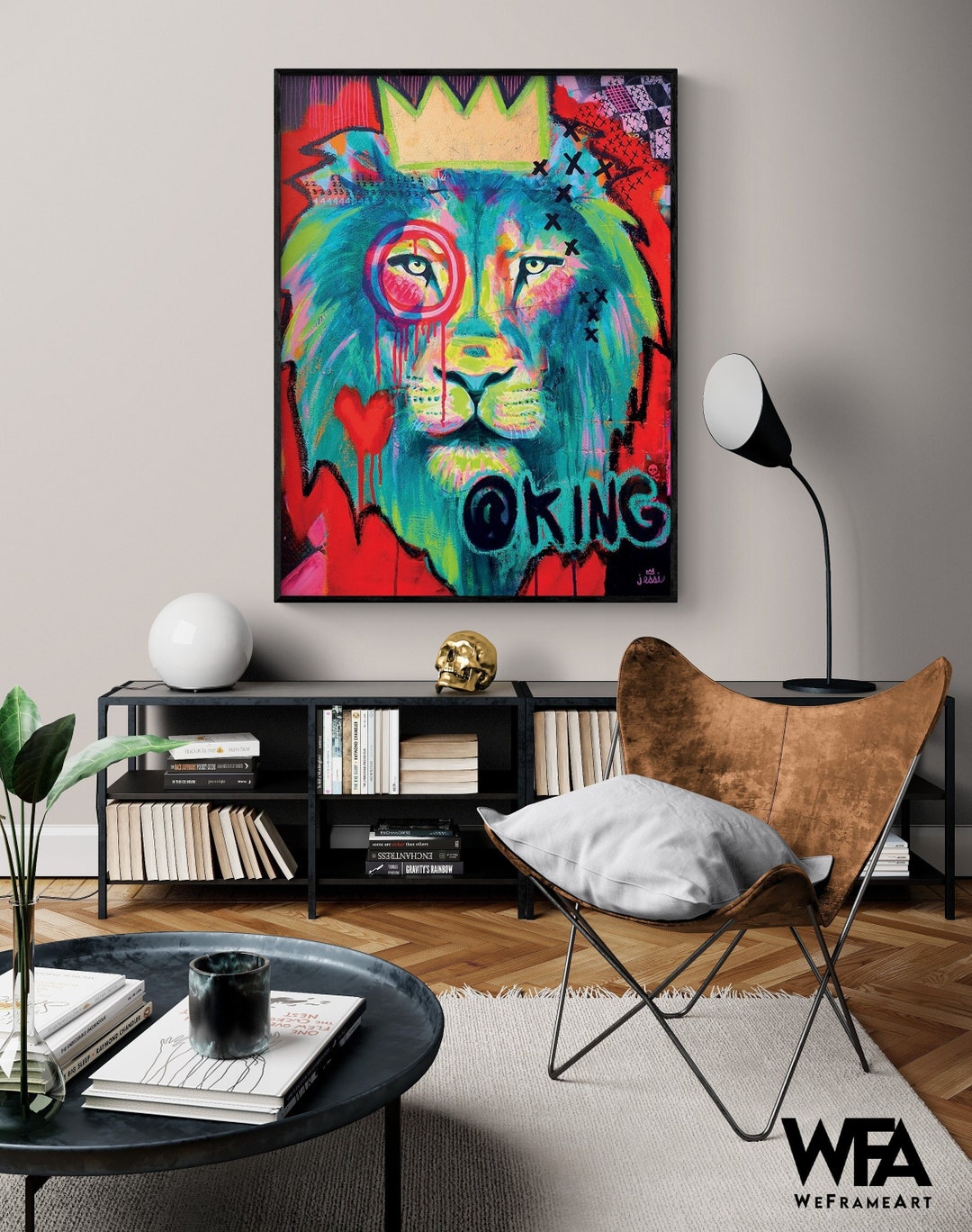 King by Jessi Dahlquist, Colorful Lion Graffiti Street Art Print, Extra ...