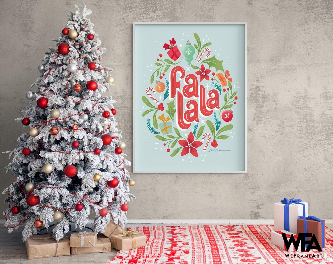 Fa La La Christmas Poster, Holiday Wall Art by Gia Graham - Etsy
