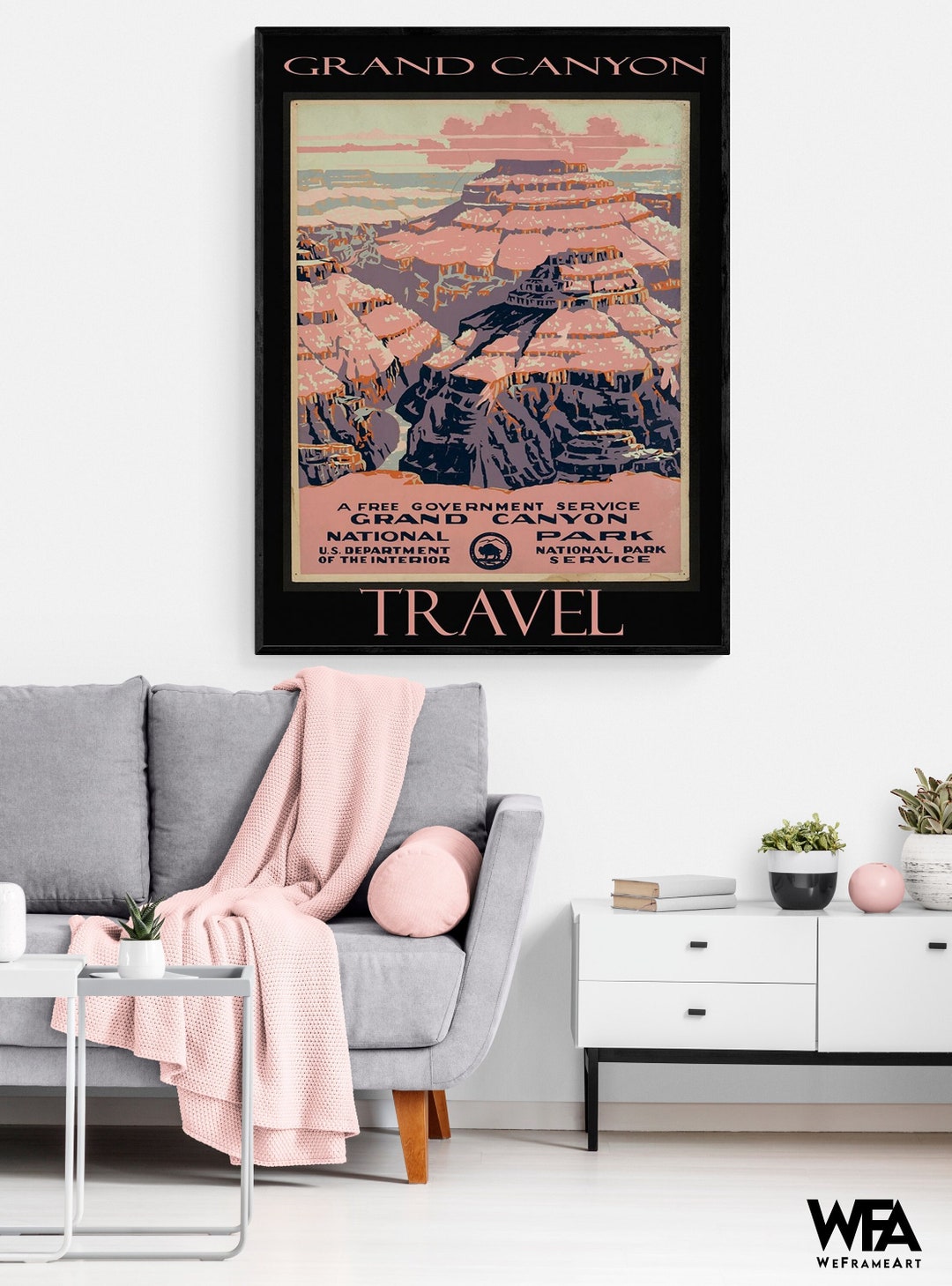 Grand Canyon Vintage Travel Poster, Framed American Retro Poster Print ...