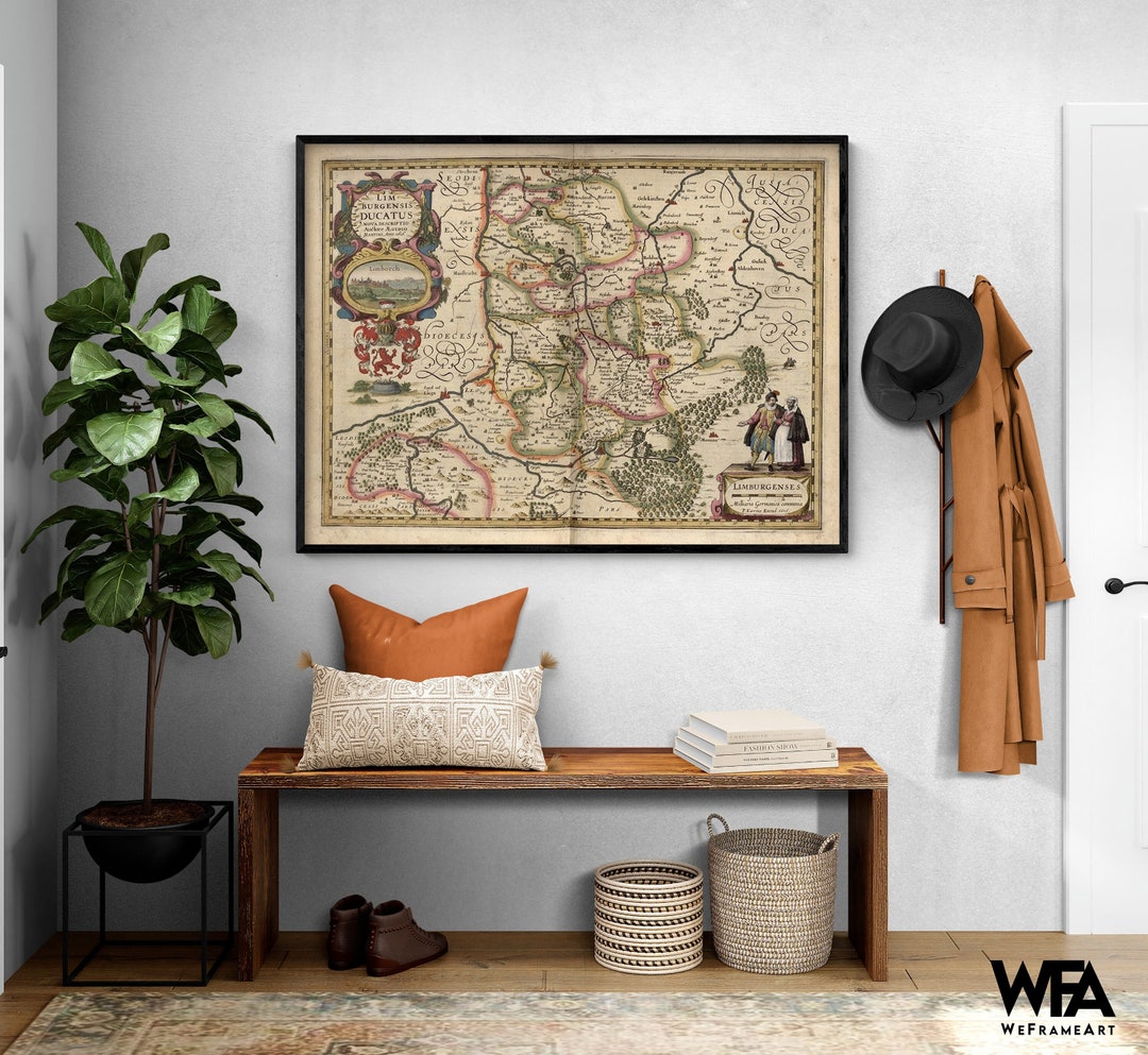 Limburg, Map of Limburg Netherlands, European Area Map Poster Print, Vintage Map of Limburg ...