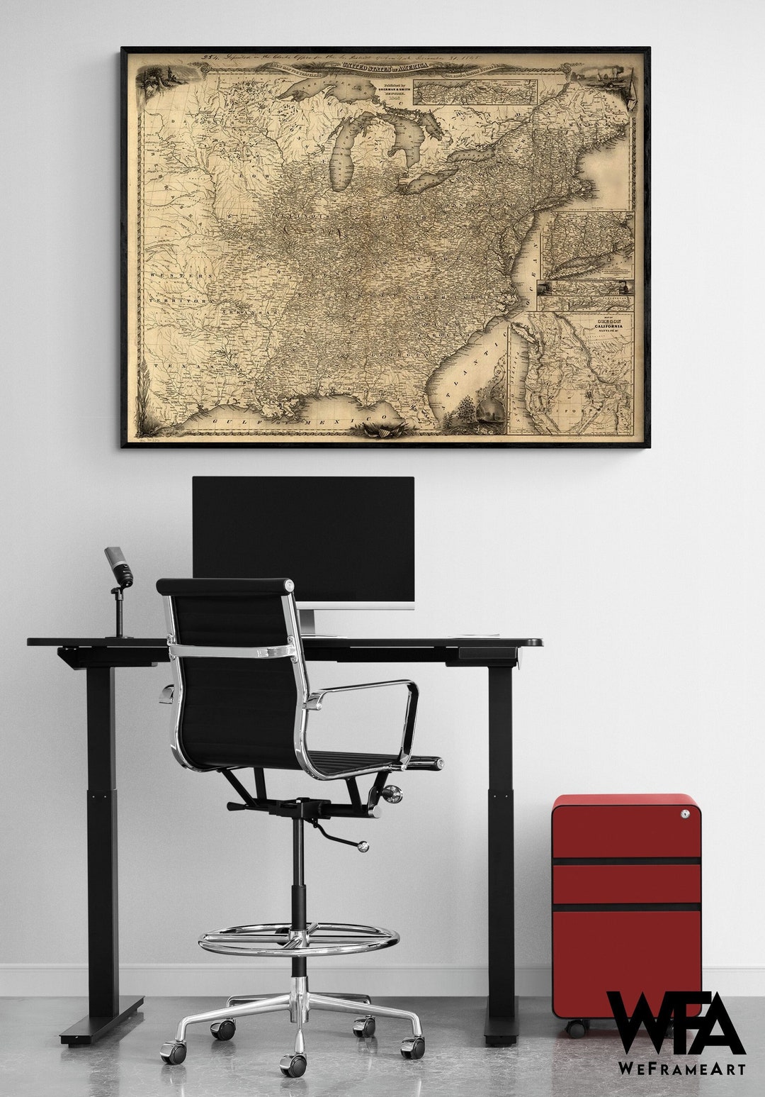 Travelers Map of the United States, Old USA Map Decor, USA School Map ...