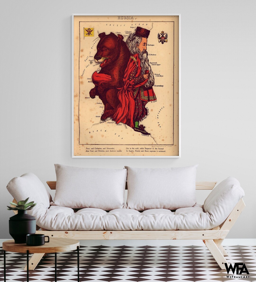 Anthropomorphic Map of Russia, Caricature Map Poster Print, Cartoon Map ...