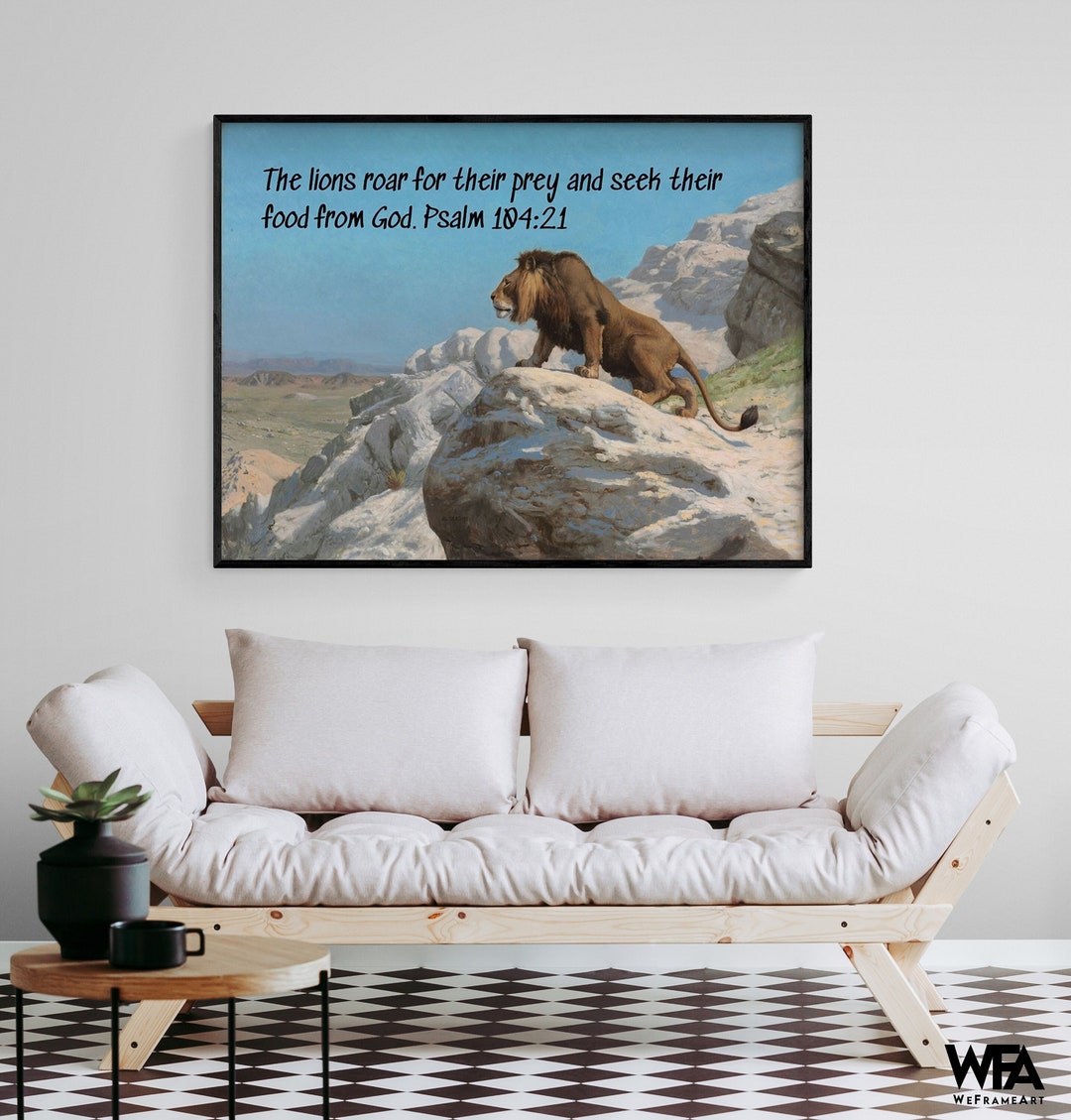 Lion on the Watch by Jean Leon Gerome, Large Psalm 104:21 Poster ...