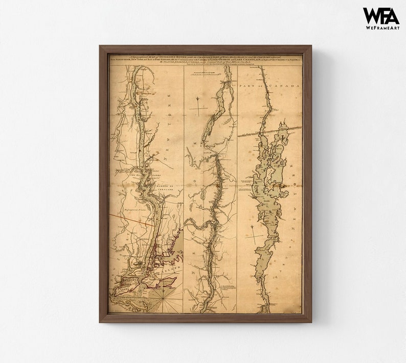 Topographical Map of the Hudson River 1776 Poster Hudson - Etsy