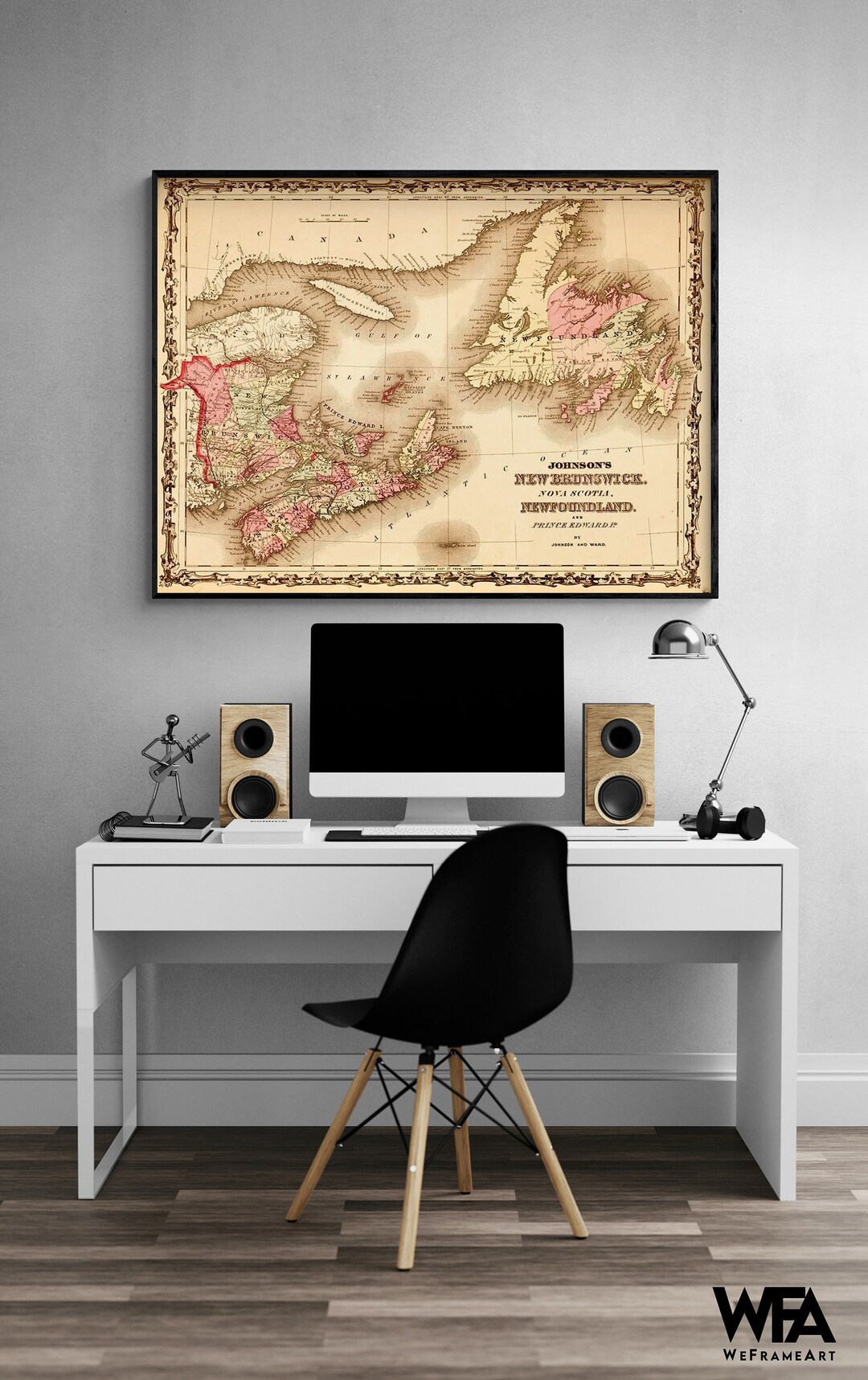 New Brunswick and Newfoundland 1862, Antique Map of Canada Print ...
