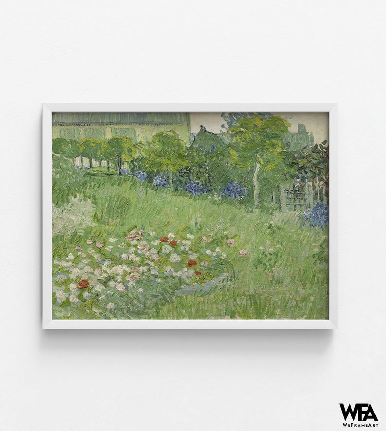 Van Gogh Daubignys Garden Art Print, Blue Flowers, Nature Wall Art - Etsy