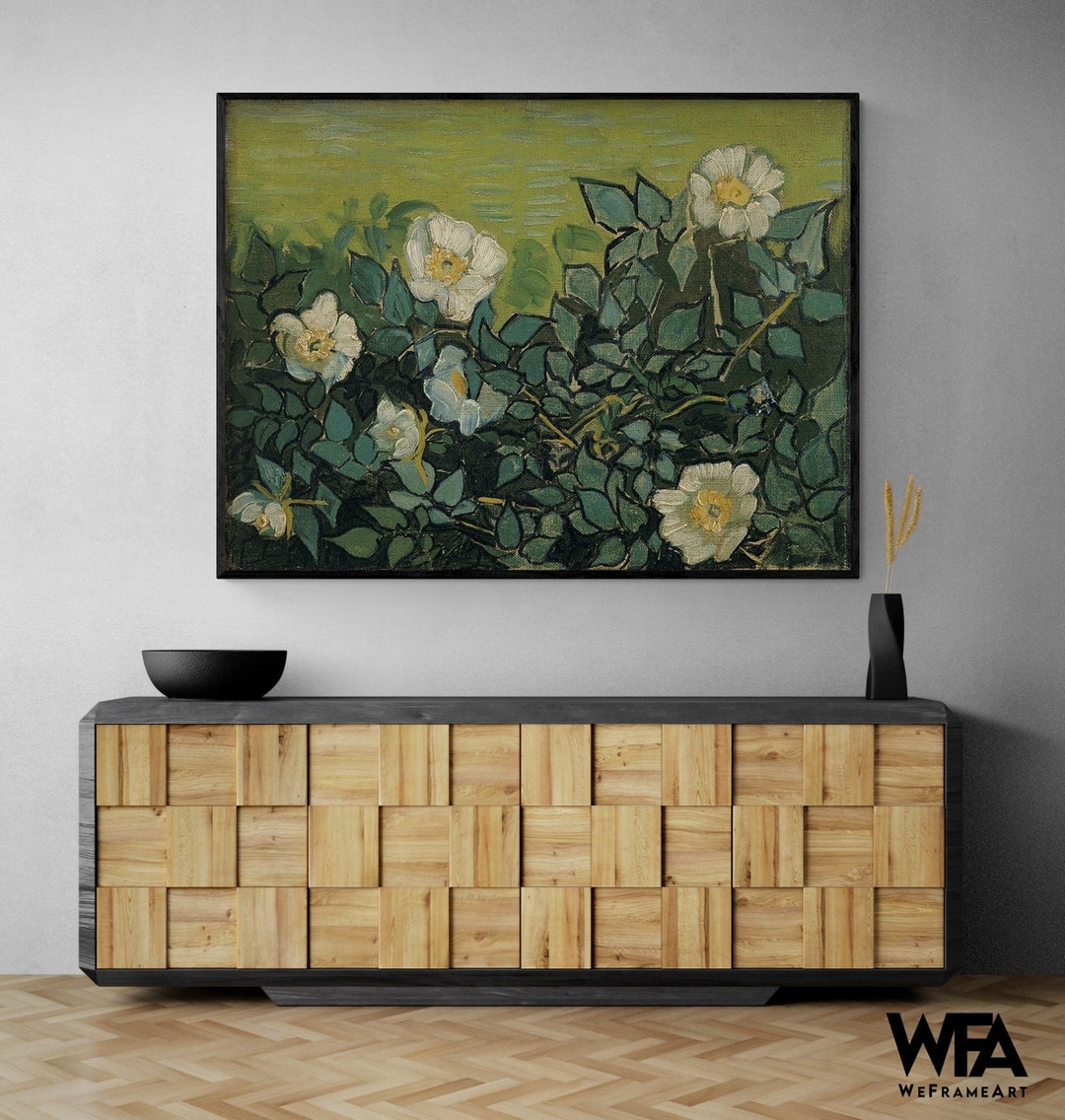 Wild Roses by Vincent Van Gogh, White Rose Wall Art, Van Gogh Flower ...